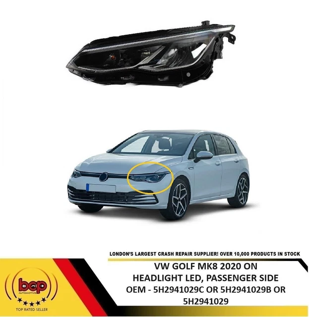VW GOLF MK8 2020 On Headlight Headlamp Led Passengers Left Led Drl Not ...