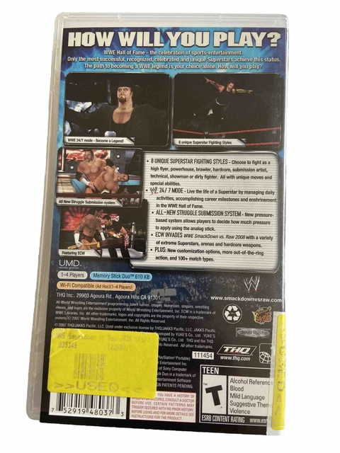 WWE SMACKDOWN VS. Raw 2008 Featuring ECW (Sony PSP, 2007) $14.99 ...