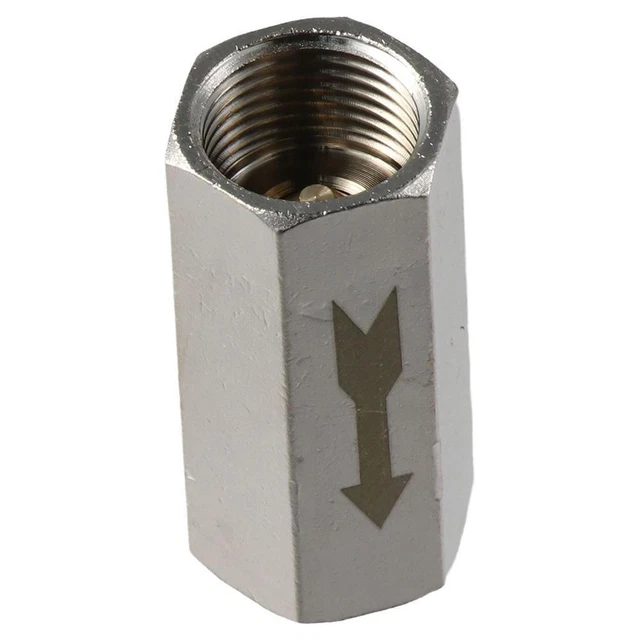 BRASS ONE-WAY VALVE Silver Backflow Valve Durable Check Valve Oil Water ...