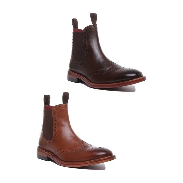 JUSTIN REECE ENGLAND Carter Brogue Mens Boots In Dark Brown UK 6 - 12 £ ...