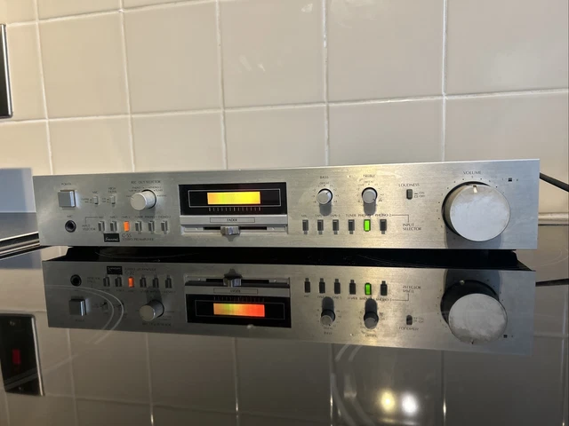 VINTAGE SANSUI C-55 Stereo Preamplifier Silver 2 Phono Inputs + Fader ...