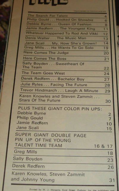 YOUNG TALENT TIME TV WEEK 1970s GIANT PIN UP POSTER BOOK Jamie Redfern ...