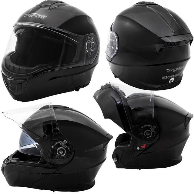 MOTORBIKE MODULAR SUN Visor Helmet P/J Flip Up Motorcycle Jet Black EUR ...