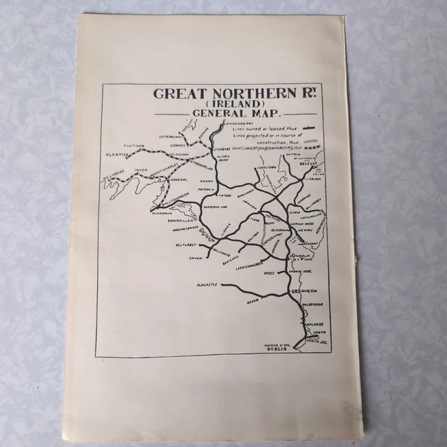 ORIGINAL 1910 RAILWAY Map of Great original 1910 Northern Railway ...