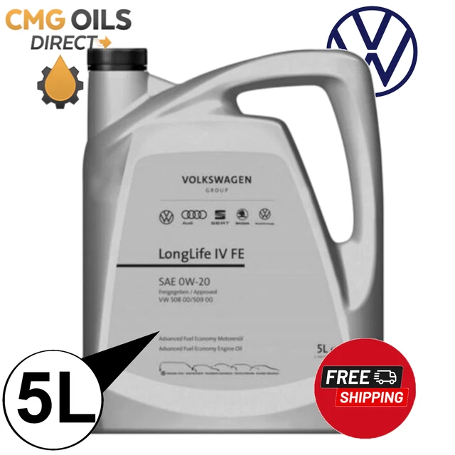 GENUINE VW LONGLIFE Engine Oil 0W-20 5L Fully Synthetic Iv Fe Vw508 00/ ...