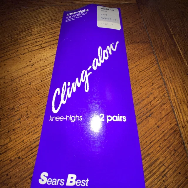 2 PAIR VINTAGE Sears Knee High Hose Cling Alon Toast Color New In ...