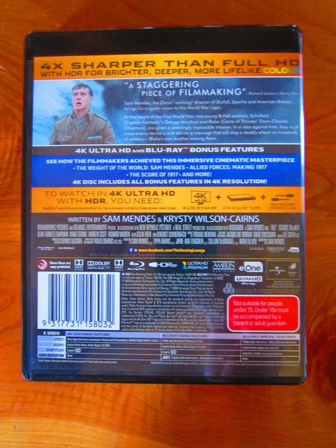 DVD 4K Ultra Hd Blu-Ray 1917 2 Disc Set Great ** Must See **** EUR 10 ...