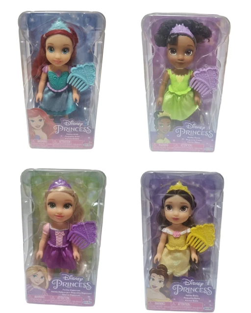 DISNEY PRINCESS PETITE Belle, Tiana, Rapunzal, Ariel Mini Doll Figures ...