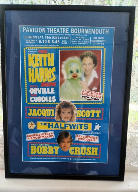 KEITH HARRIS, ORVILLE & Cuddles framed poster Bournemouth Pavilion 1980 ...