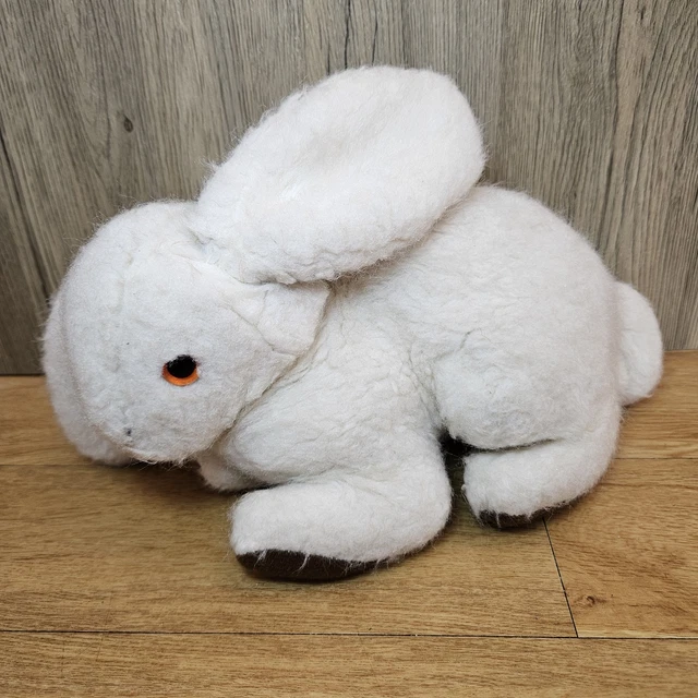 VINTAGE CHAD VALLEY Bunny Rabbit Soft Plush Toy White Lapin Brown Feet ...