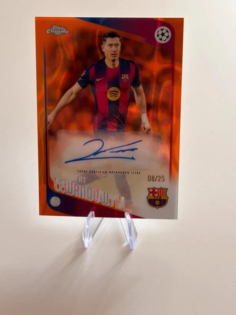 TOPPS CHROME UEFA 2025/26 Robert Lewandowski orange refractor Auto /25 ...