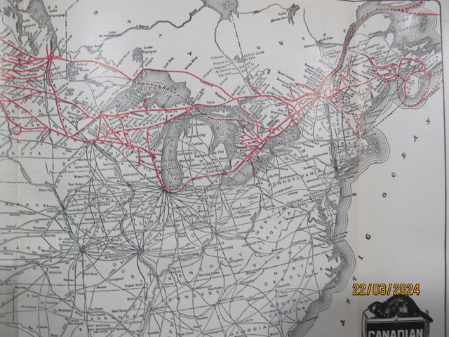 RARE 1924 CANADIAN PACIFIC RAILROAD SYSTEM MAP w/ CONNECTING LINES CP ...