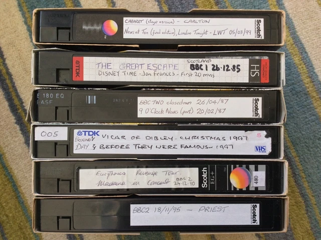 6 USED BLANK VHS videotapes RARE - Christmas / continuity / closedown £ ...