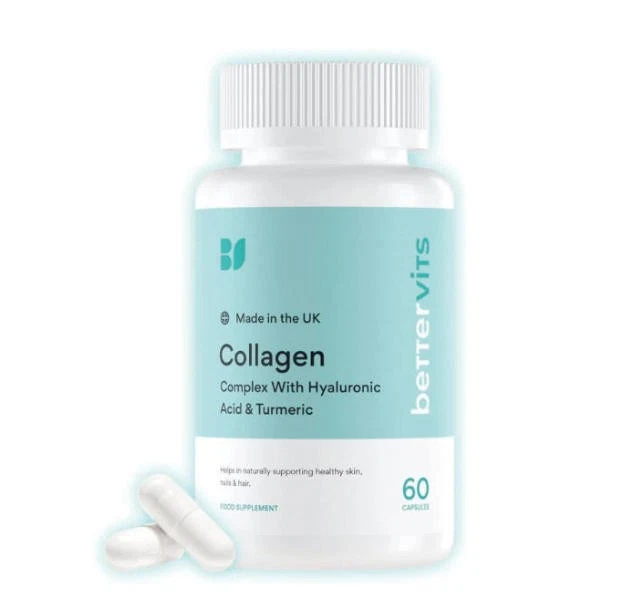 BETTERVITS COLLAGEN COMPLEX with Hyaluronic Acid 1-3Pack & Turmeric 60 ...