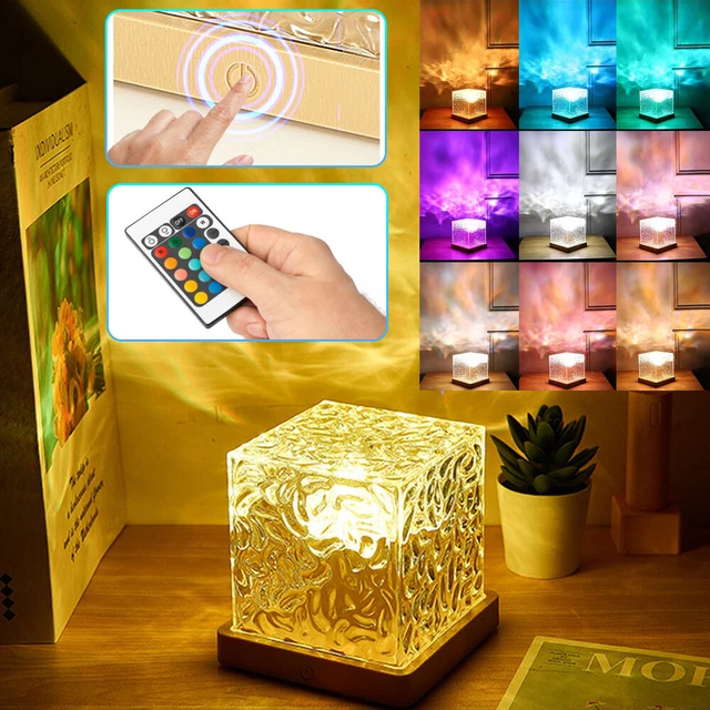 DYNAMIC ROTATING WATER Ripple Projector Night Light Crystal Lamp ...