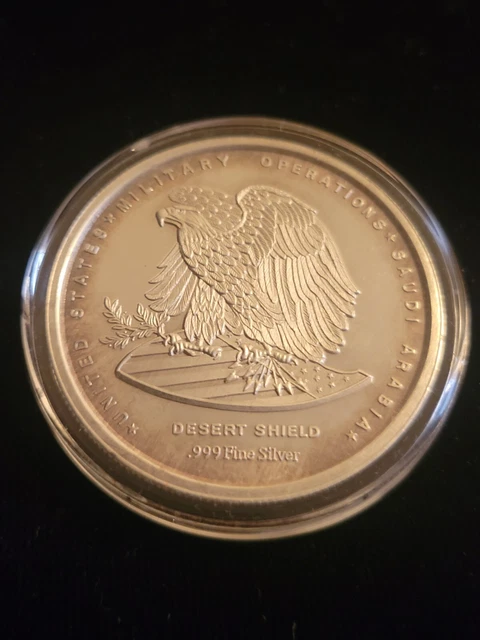 DESERT SHIELD. 999 silver coin, in case. £40.46 - PicClick UK
