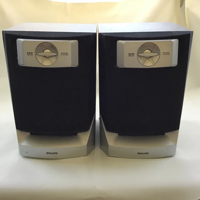 VINTAGE PHILIPS HIFI Speakers FW-C220/22/34 6 OHM Black Silver Retro ...