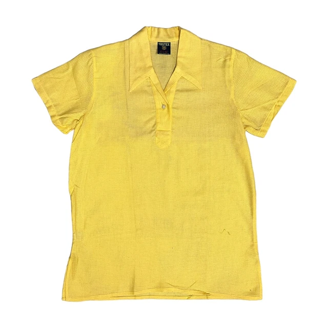VINTAGE 70'S YELLOW Trutex Polo Shirt 12-14 Mod True Retro Dagger ...