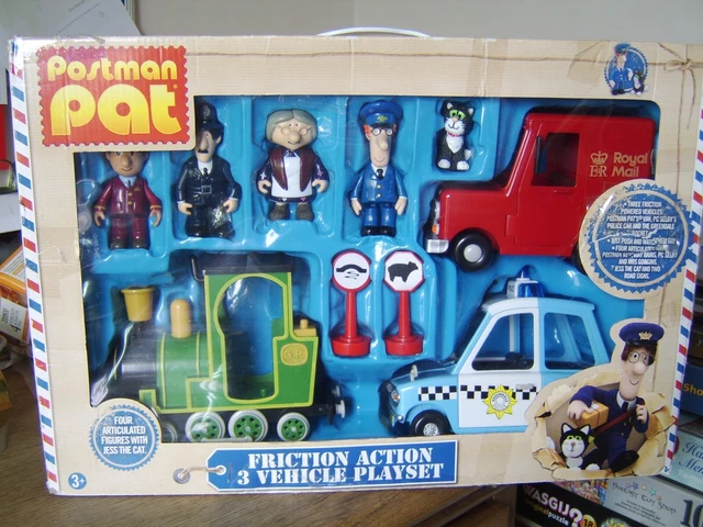 POSTMAN PAT PLAYSET Jess 3 Vehicle Set Policecar Postvan Train Bnib ...