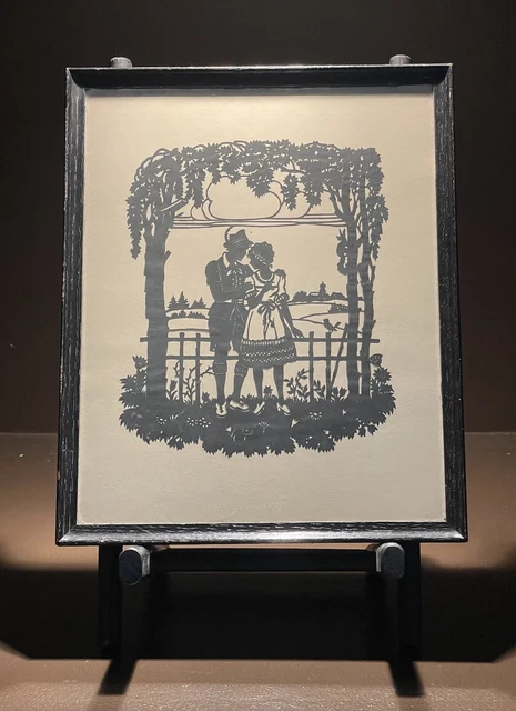 VINTAGE FRAMED GERMAN Scherenschnitte Silhouette Folk Art £20.82 ...