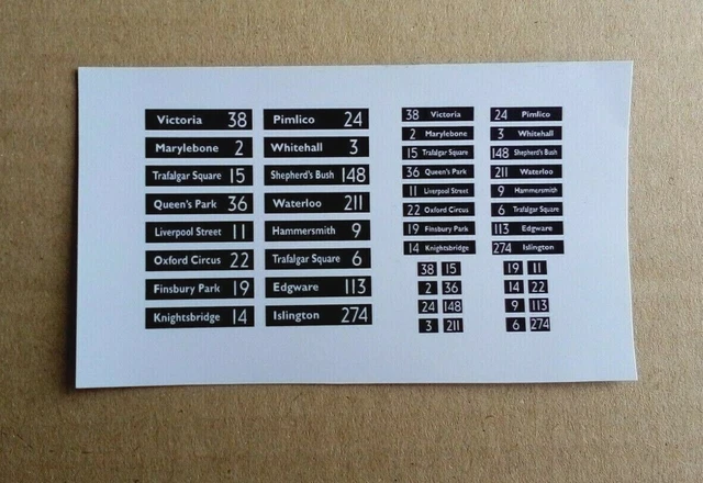 DECALS FOR LONDON Area Bus Destination Displays 1/76 Corgi & UKBUS ...