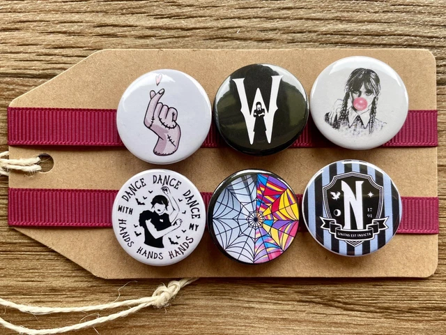 WEDNESDAY, WEDNESDAY ADDAMS, The Addams Family, Nevermore - Button Pin ...