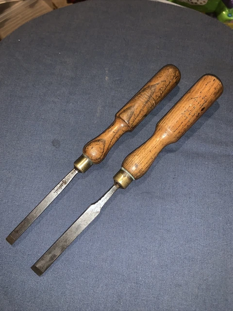 ANTIQUE O JOHNSON & Co. 3/8” & W Marples & Sons 1/4” Firmer/Carving ...