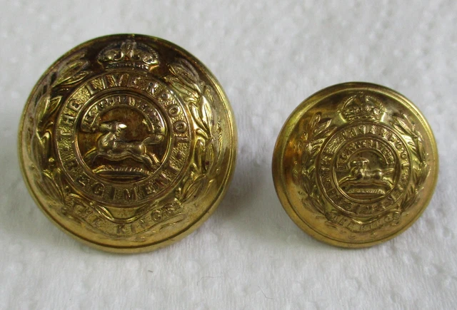 2X BRITISH ARMY:&THE LIVERPOOL REGIMENT BRASS BUTTONS" (25mm-19mm, WW1 ...