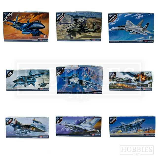 ACADEMY 1/72 SCALE Model Kits Jet Fighters F14 F15 F16 M21 Falcon Eagle ...