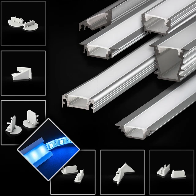 LED ALUPROFIL ALUMINIUM Profile 2m 1m Alu Schiene LED Leiste für LED ...