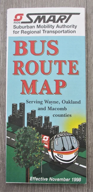 VINTAGE 1998 SMART Bus Route Map Guide Detroit Regional Transportation ...