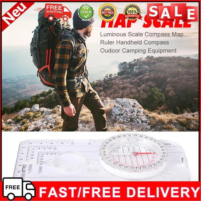 ACRYLIC DRAWING SCALE Compass Map Ruler Pointing Guide Portable ...