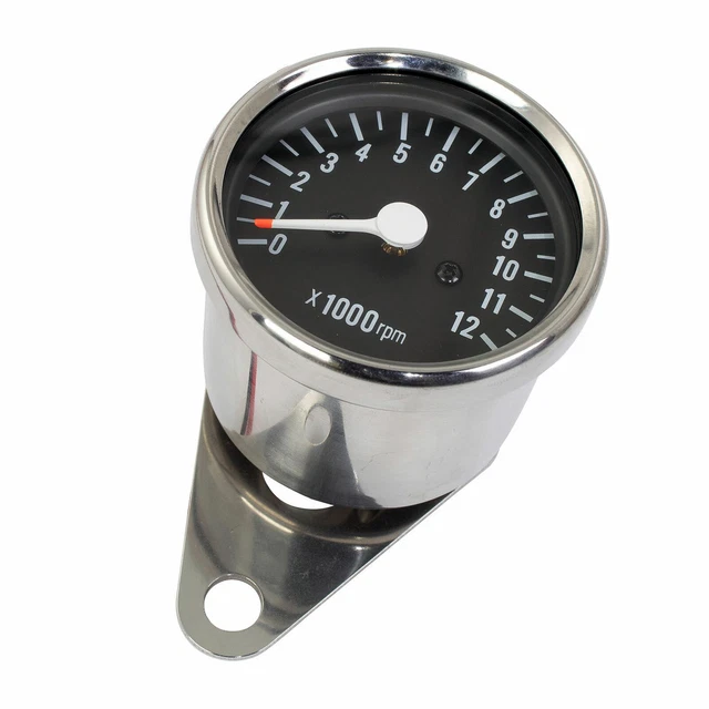 MOTORCYCLE MINI CHROME Cable Drive Tachometer Rev Counter Ratio 1:5 ...