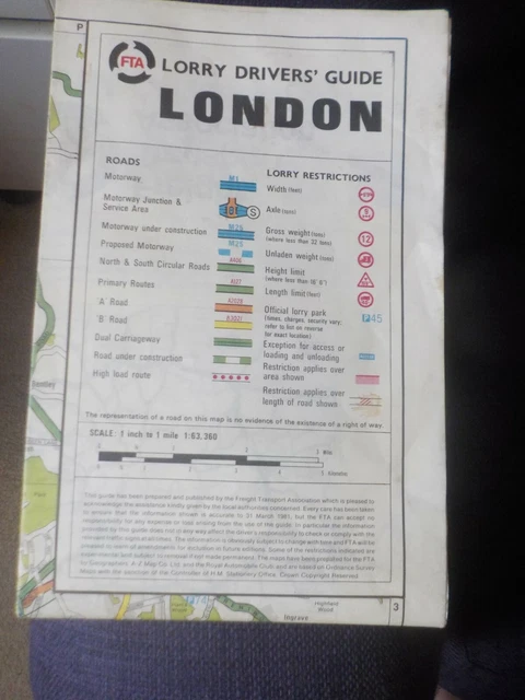 FTA LORRY DRIVERS' Guide To London Road Map – 1980’s £1.10 - PicClick UK