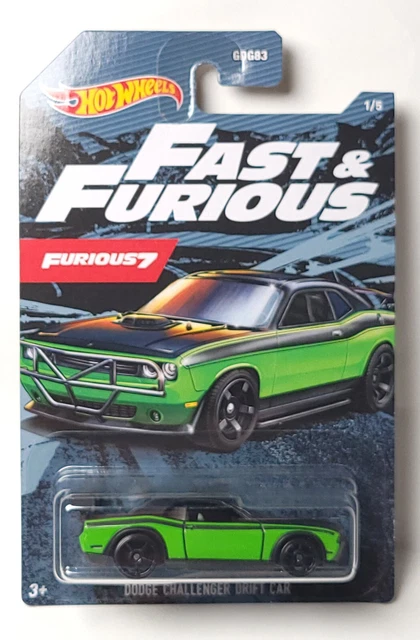 HOT WHEELS FAST & Furious Furious7 Dodge Challenger Drift voiture verte ...