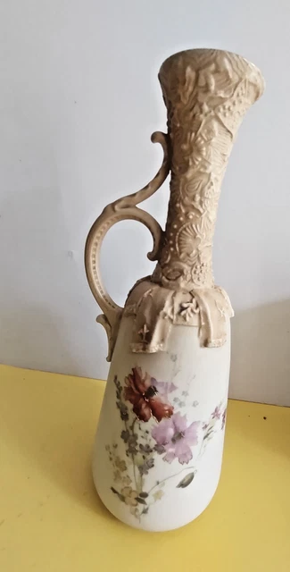ANTIQUE DOULTON BURSLEM England Ornate Raised Motif Pitcher 10 1/2 ...
