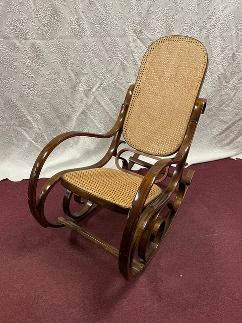 VINTAGE MID CENTURY Modern Bentwood Thonet Style Cane Back Rocking ...