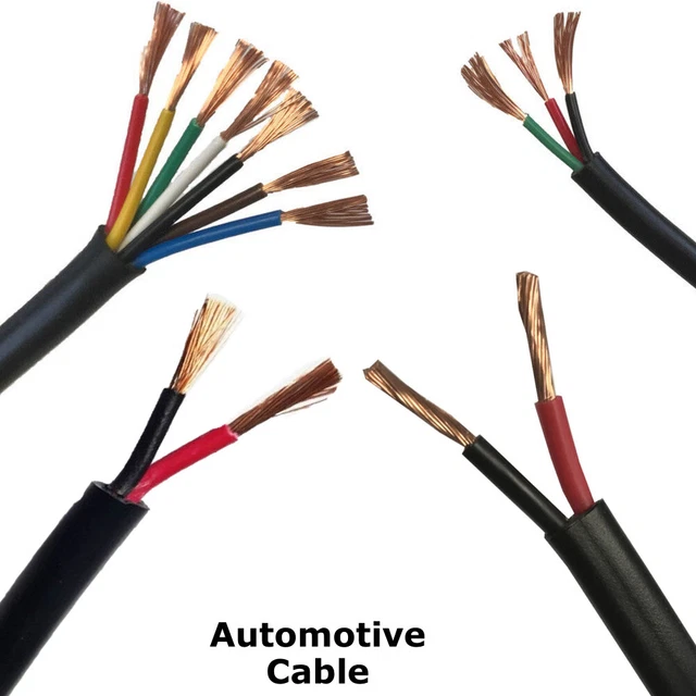 12V 24V AUTOMOTIVE 2/3/4/5 Core Thinwall Red/Black Car Cable Wire Round ...