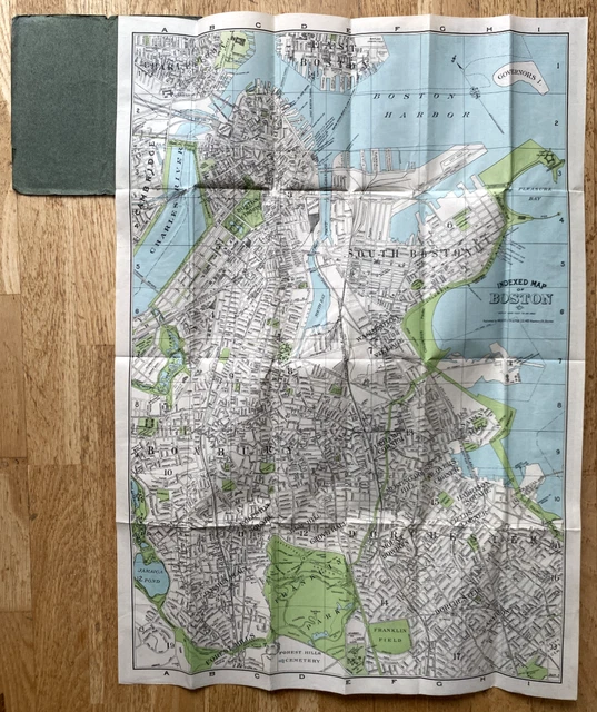 1925 INDEXED ANTIQUE Map of Boston, Massachusetts by Walker Lithograph ...