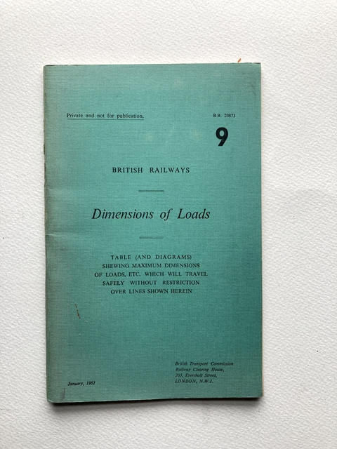 BRITISH RAILWAYS 1961 - Dimensions of Loads Booklet £3.99 - PicClick UK