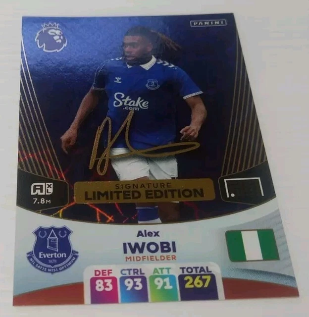 ALEX IWOBI PANINI Adrenalyn XL Premier League 2024 Limited Ed Signature ...