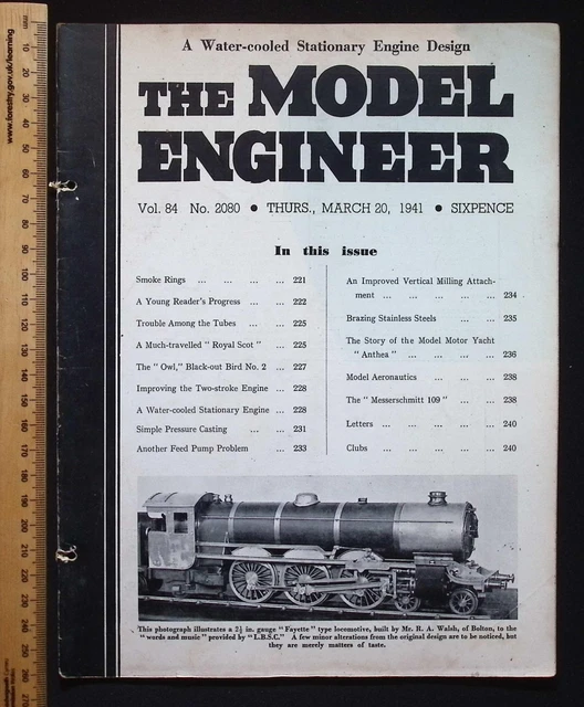 THE MODEL ENGINEER: Water-cooled Engine Design - Vol. 84, No. 2080, Mar ...