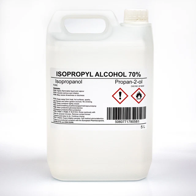 ISOPROPYL ALCOHOL ISOPROPANOL IPA 70% Rubbing alcohol 5 Litre 5L propan ...