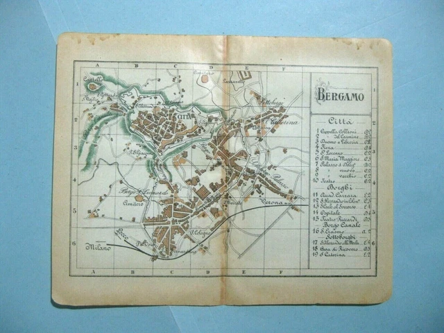 Mappa Antica Carta Pianta Della Citta Di Bergamo 1914 Eur 1990 Picclick Fr