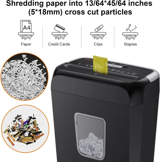COMMERCIAL PAPER SHREDDER Industrial 6 Sheet Cross Cut Heavy Duty Home ...