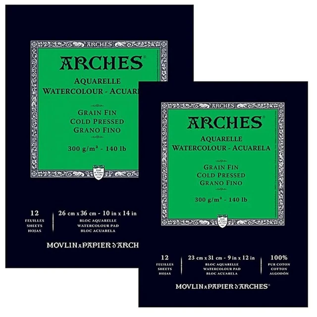 ARCHES WATERCOLOUR PAPER Pad 100% Cotton Cold Pressed 300gsm A5 / A4 ...