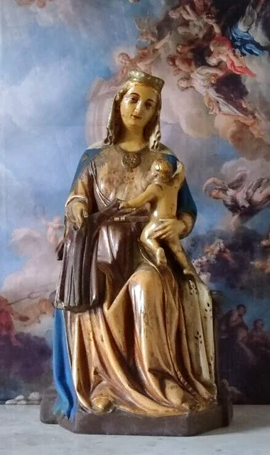 STATUE NOTRE DAME De L'esperance Vierge Marie De Dobbels En Platre ...