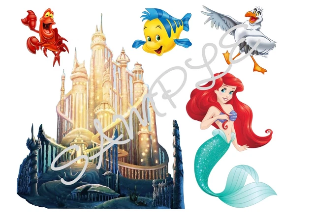THE LITTLE MERMAID Themed Edible Icing Sheet A4 Cake Topper £5.50 ...