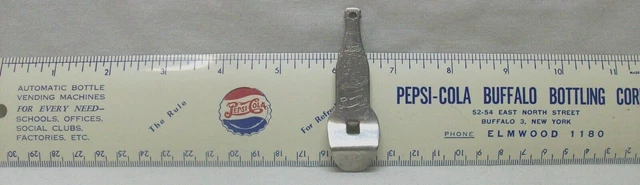 PRE-1953 PEPSI-COLA BOTTLE-SHAPED Cap Lifter & Metal Ruler Buffalo, NY ...