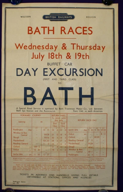 BRITISH RAILWAYS BATH HORSE RACES BUFFET CAR TRAMWAYS MOTOR Co JULY ...
